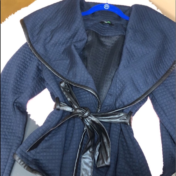 Jackets & Coats | Plus Size Navy Blue Wrap Around Jacket Last One ...